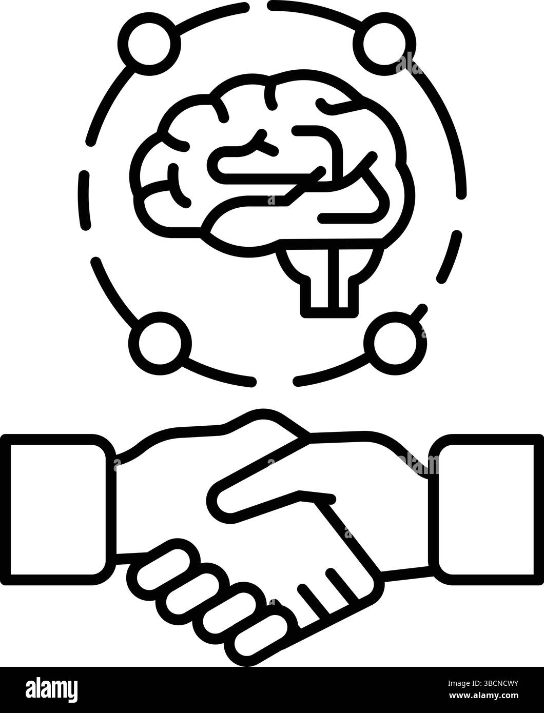 A brain is surrounded by a circle of other brains. Concept of ...