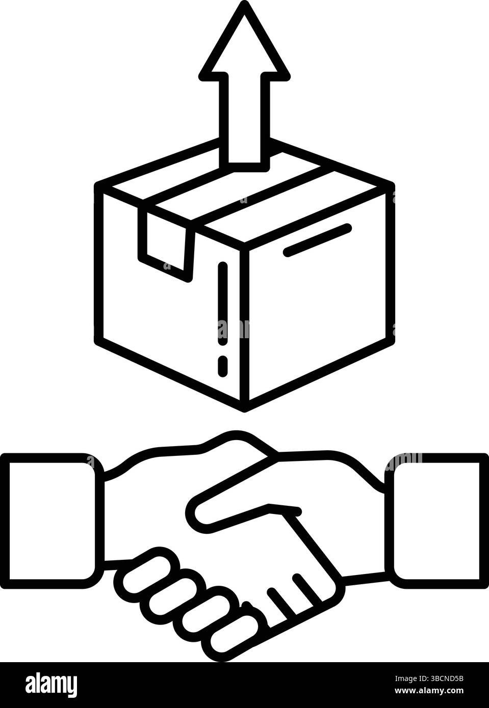 A box is being lifted up by two hands, symbolizing a handshake. Concept ...