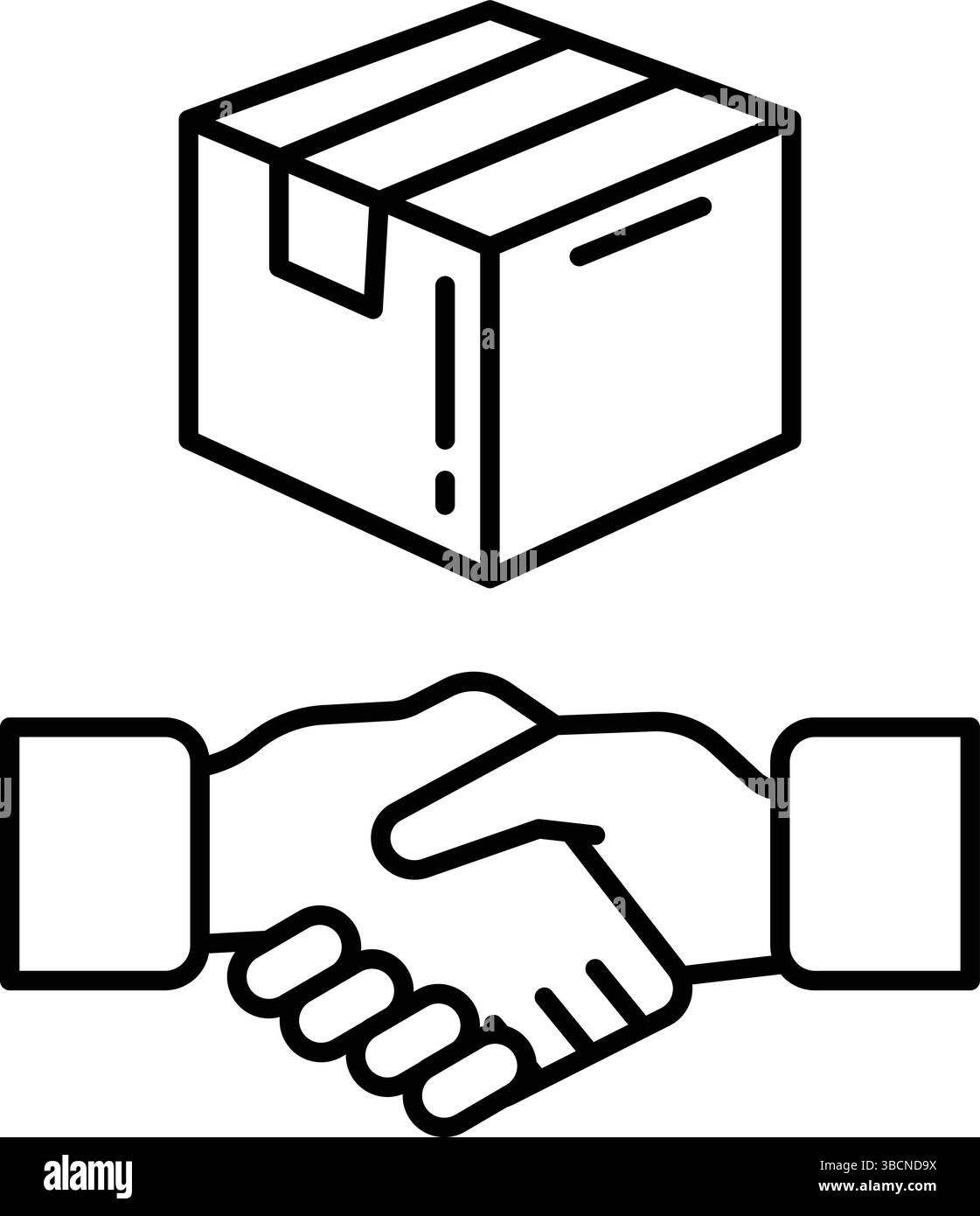 A box is shown with a hand on top of it, symbolizing a handshake ...