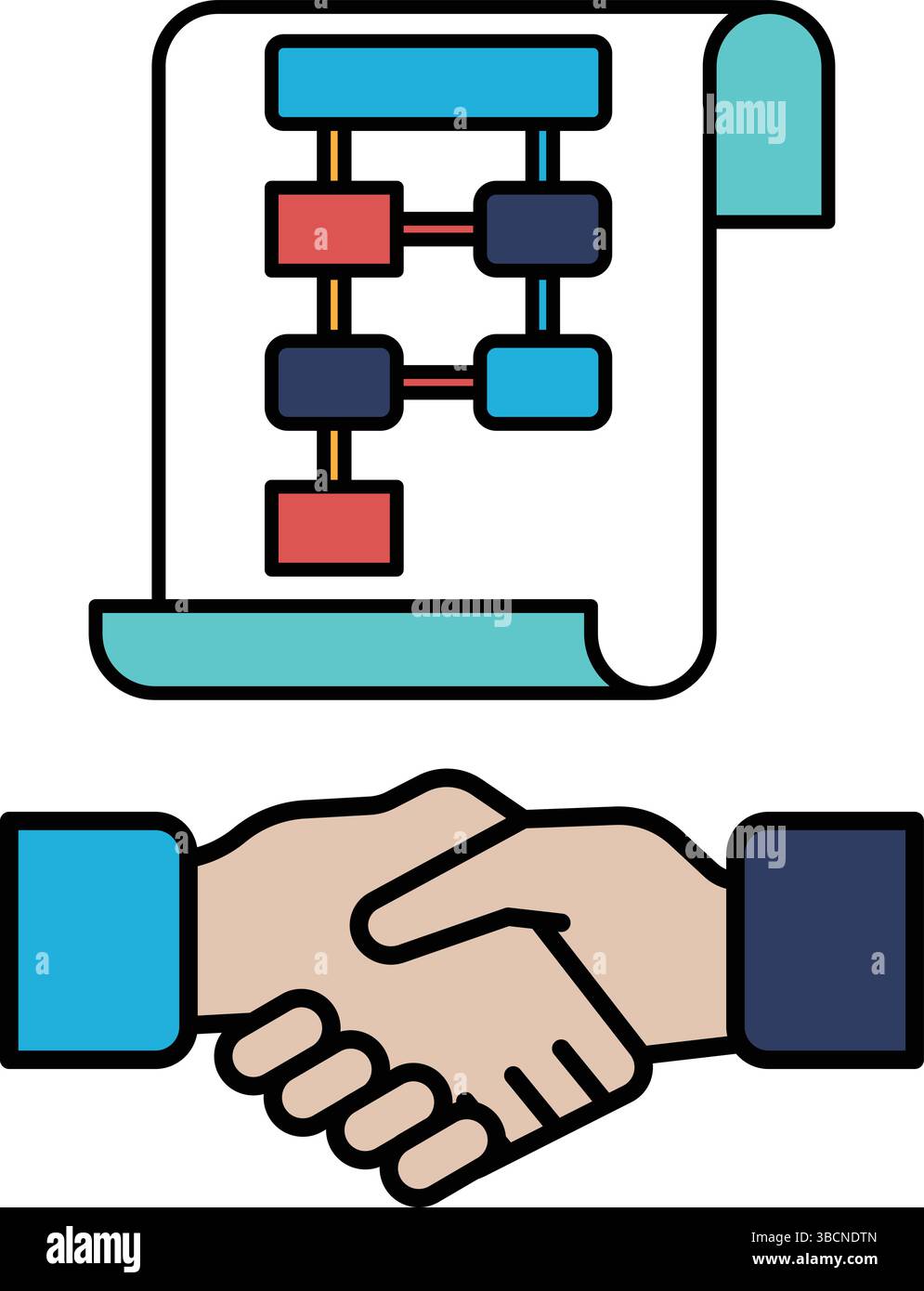 Hand shaking paper diagram Stock Vector Images - Alamy