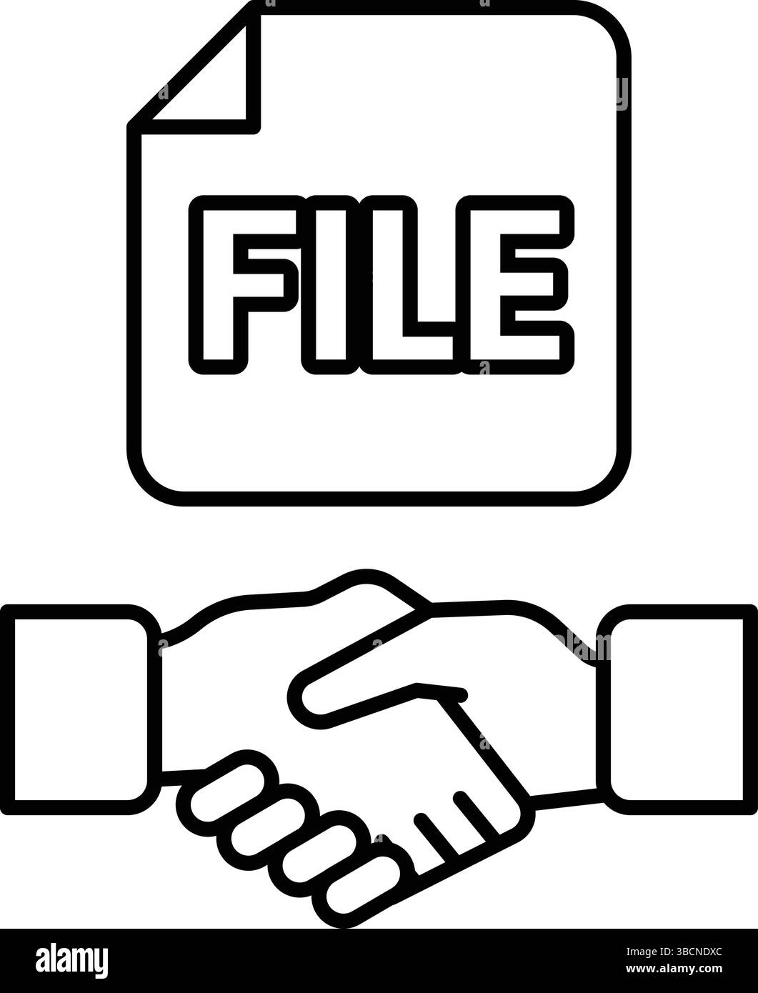 A handshake between two people with a file in the background. The file ...