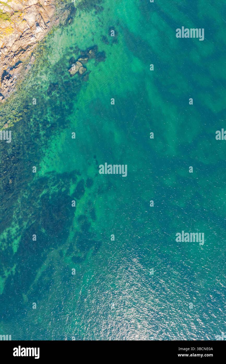 aerial zenithal drone view, coastal feature in a rocky shore with ...