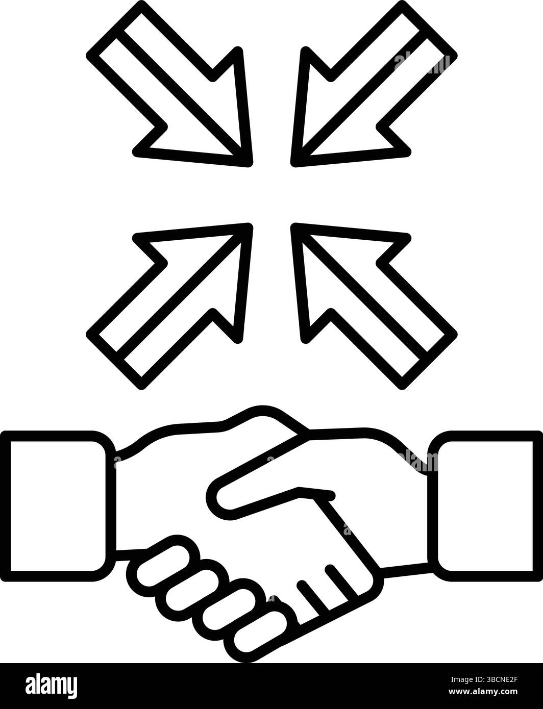 A handshake between two people with arrows pointing in different ...