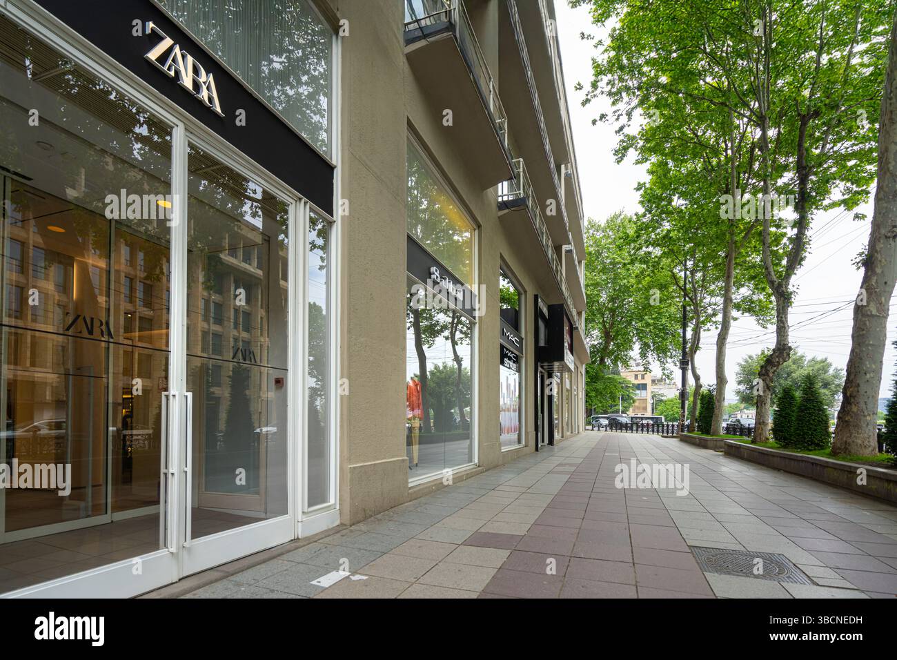 Tbilisi, Georgia. May 17, 2025. External view of the windows of Zara luxury brand store in the ...
