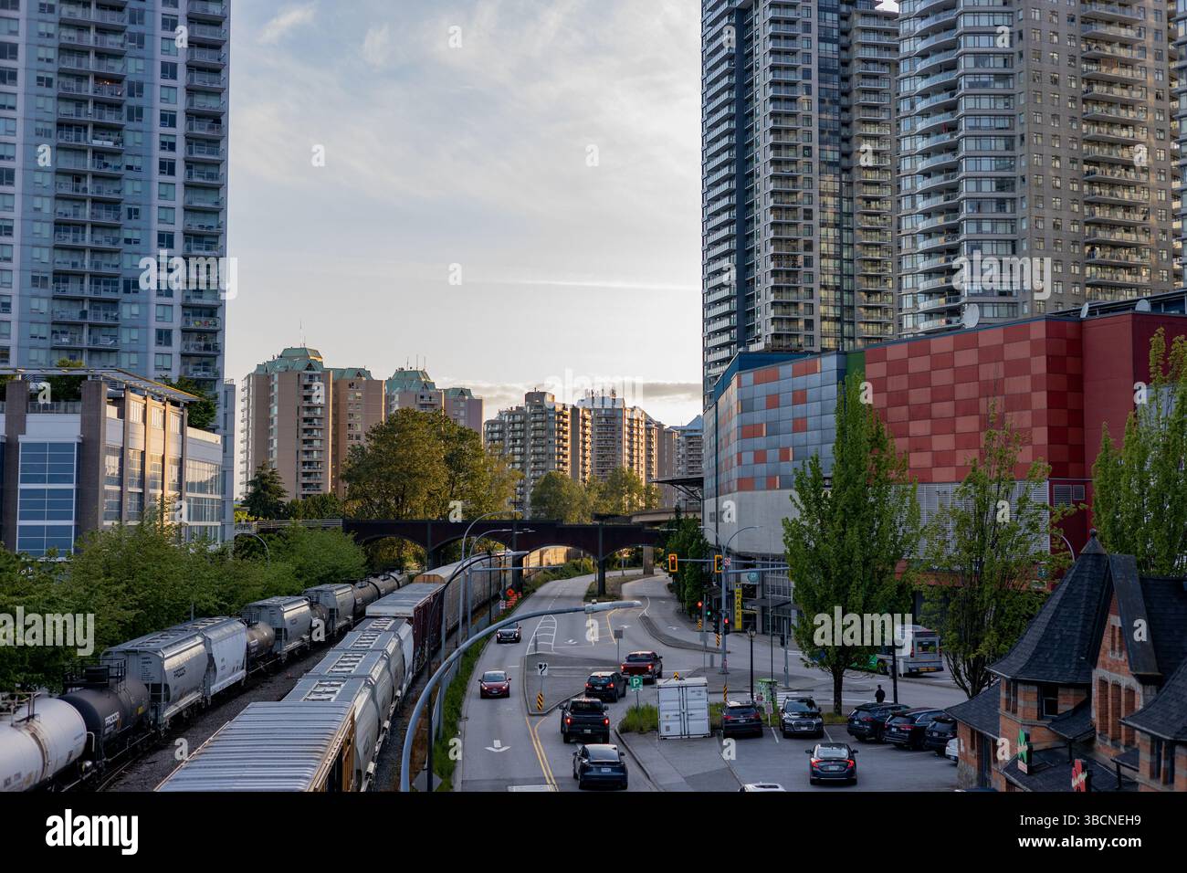 Aerial view subway train night hi-res stock photography and images - Alamy
