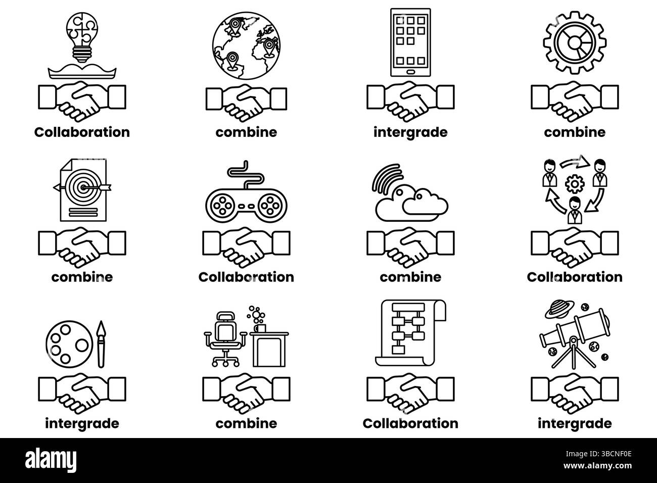 The image is a collection of handshakes with different meanings. The ...