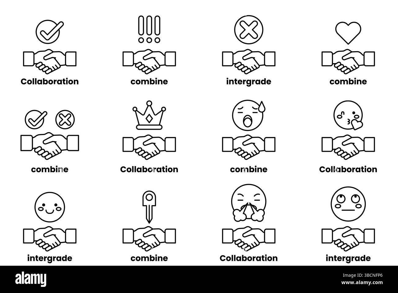 The image is a set of handshakes with different meanings. The first ...