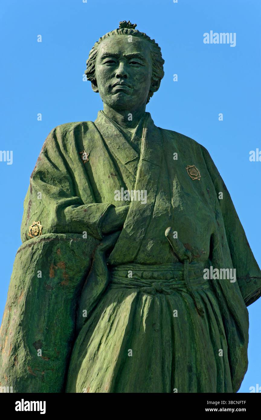 Large bronze statue of the famous Tosa samurai from Bakumatsu period Sakamoto Ryoma in ...