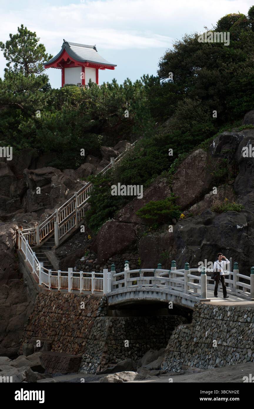 Kaizumi Jinja (Watatsumi Jinja) Shinto shrine and Ryugu Bridge on Cape ...