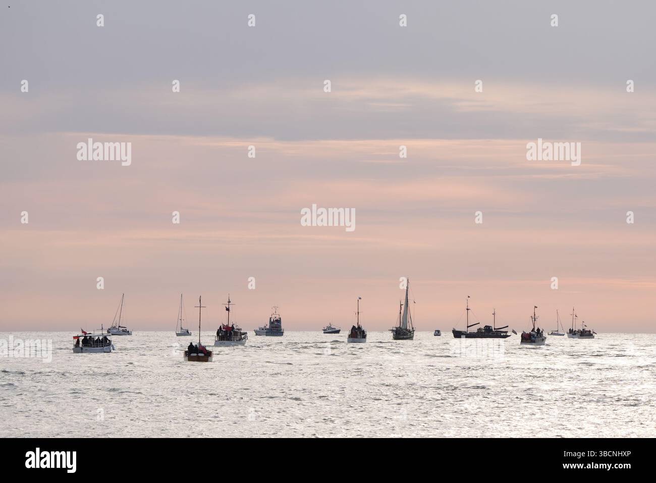 A flotilla of Little Ships sail out of Ramsgate, Kent, during the start ...