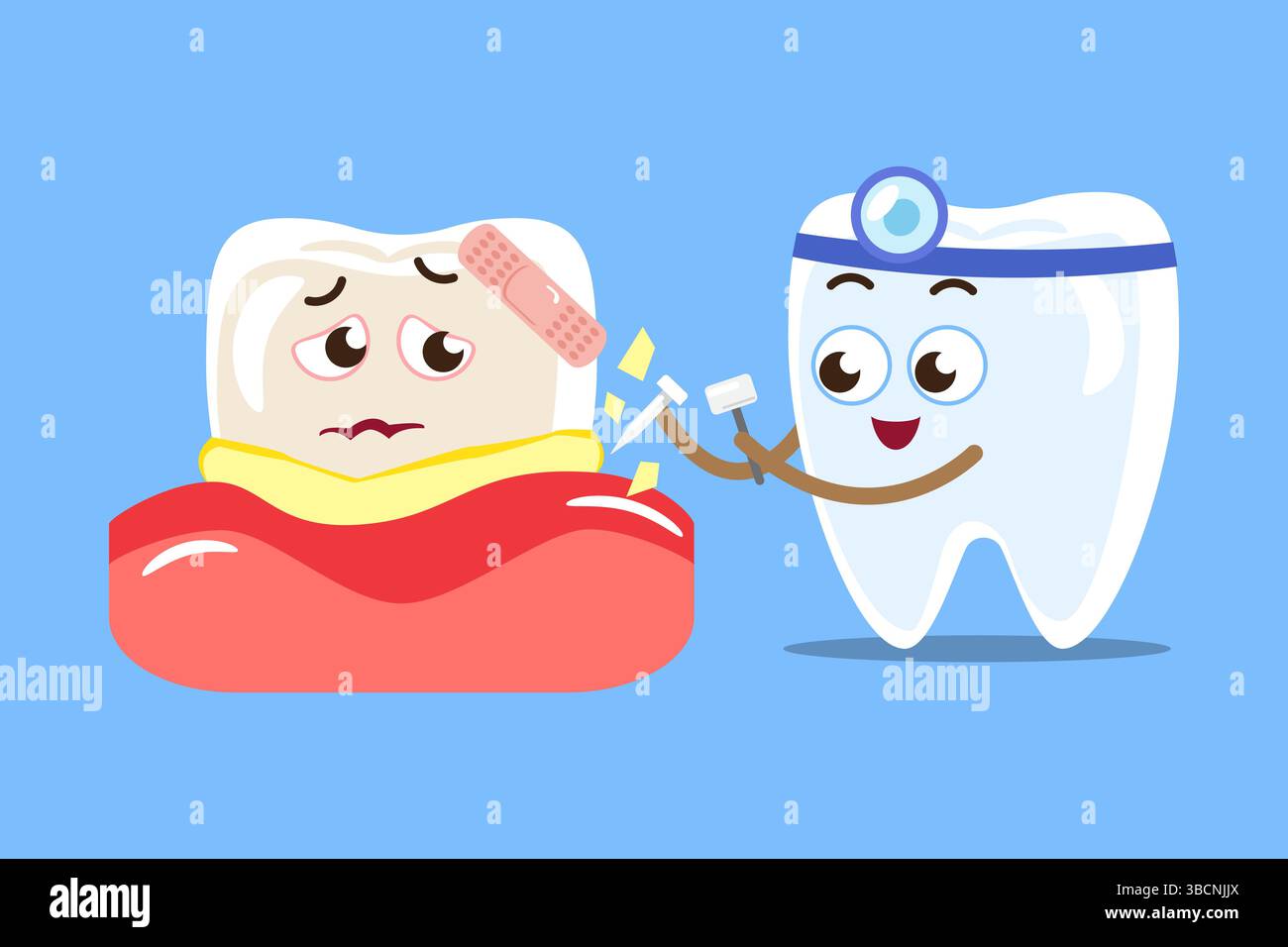 Dental scaling . Tooth in dentist uniform is cleaning tartar . Cartoon ...