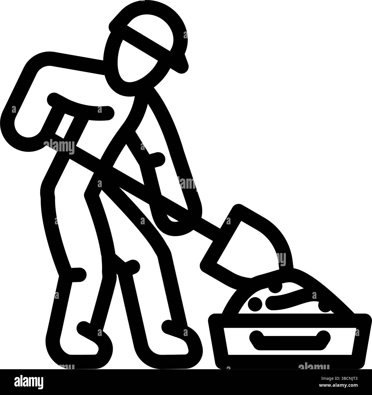 worker mixing cement line icon vector. worker mixing cement sign ...