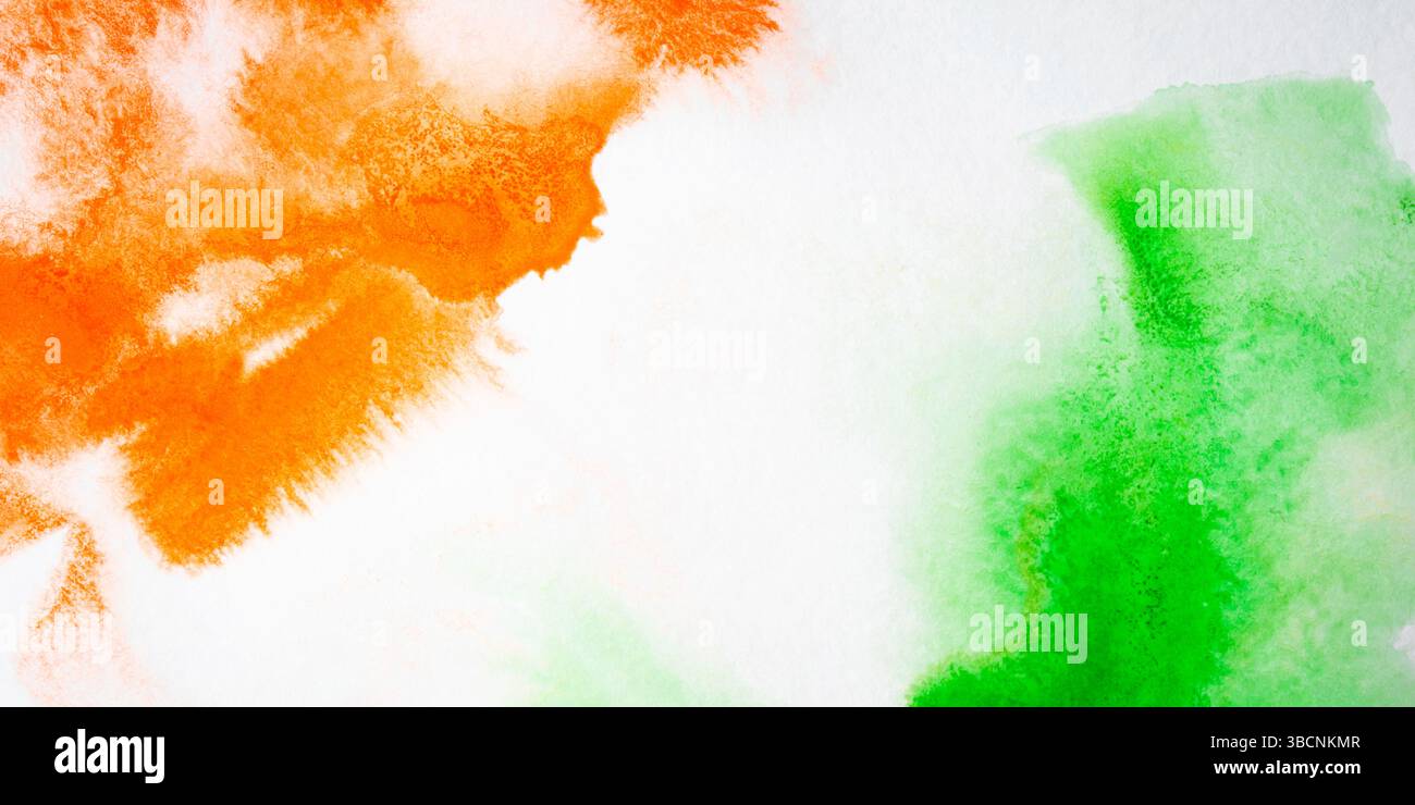 Watercolor background in the colors of the Indian flag for independence ...