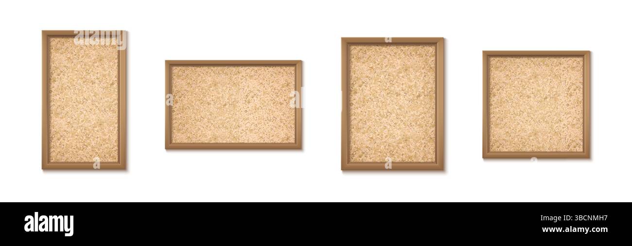 Cork texture rectangular picture frames set in various sizes and forms ...
