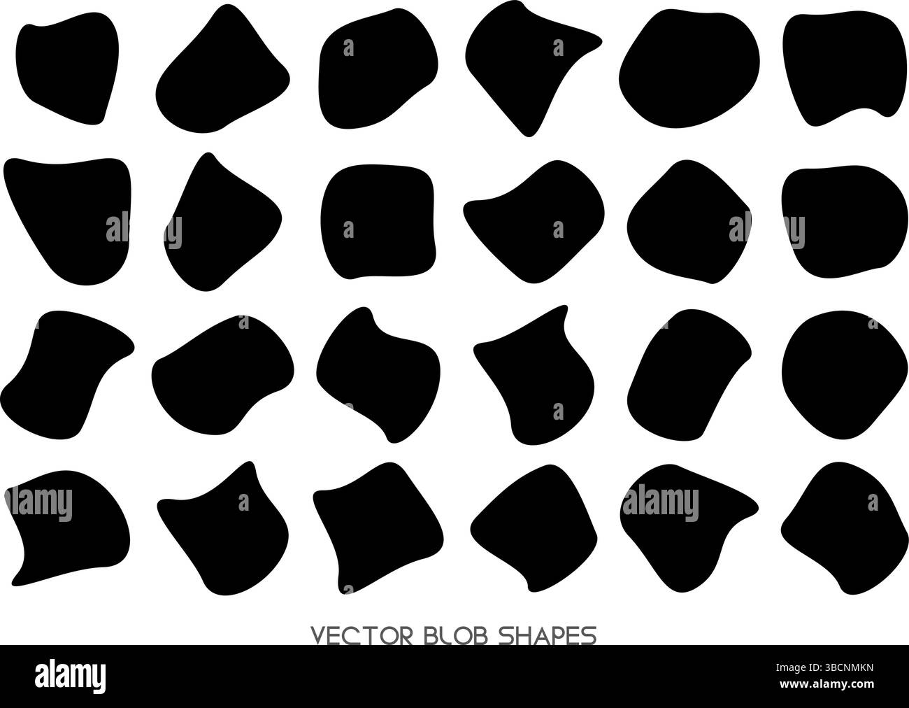 Vector blob shapes collection in black organic wavy forms for design sale or fluid projects ...