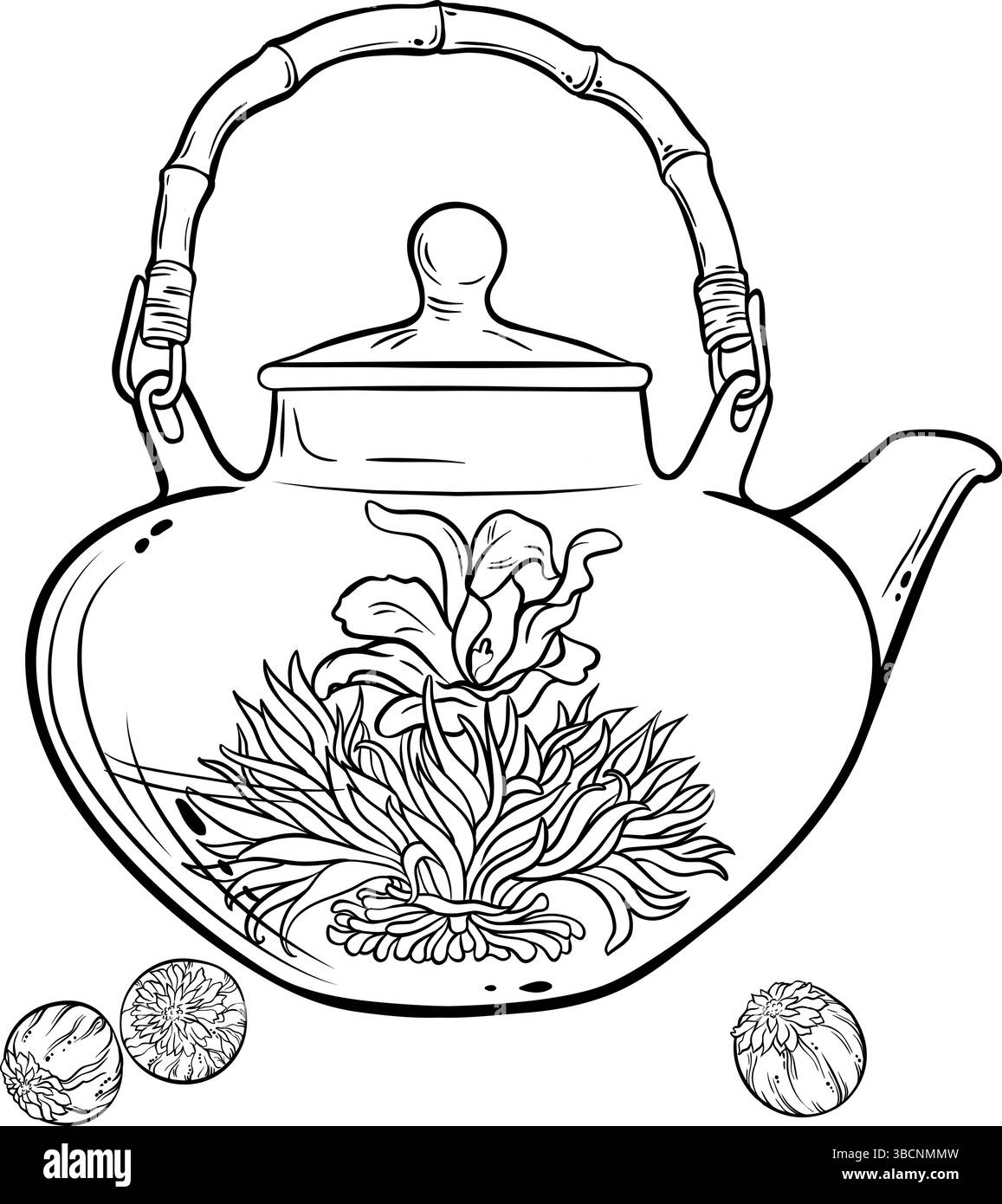 Flowering Tea isolated Outline Illustration Stock Vector Image & Art ...