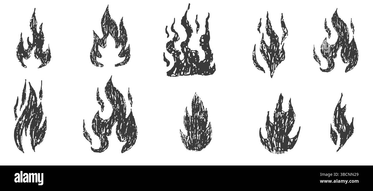 Fire flame grunge hand drawn chalk. Tattoo abstract y2k vintage simple ...