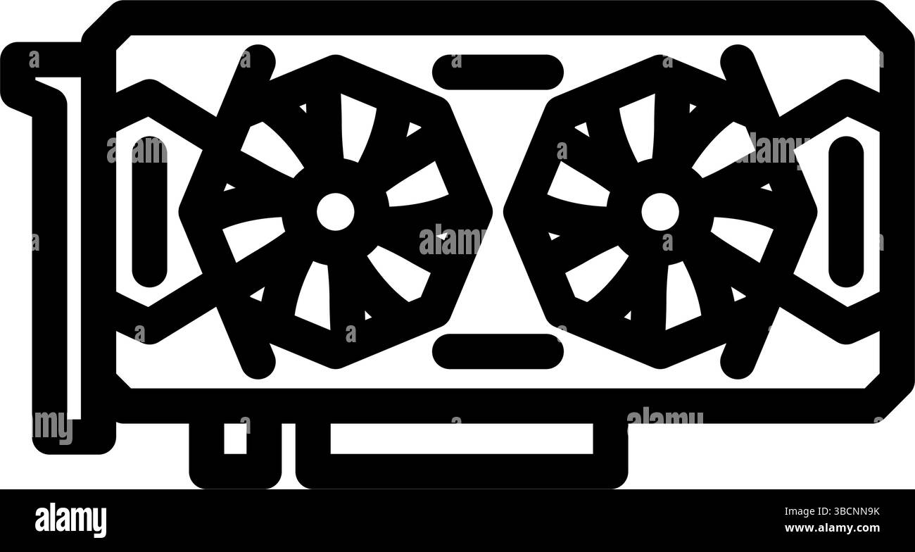 high performance graphics card gaming pc line icon vector illustration ...