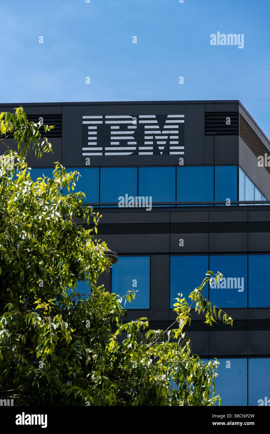Exterior view of the French headquarters of IBM, an American ...