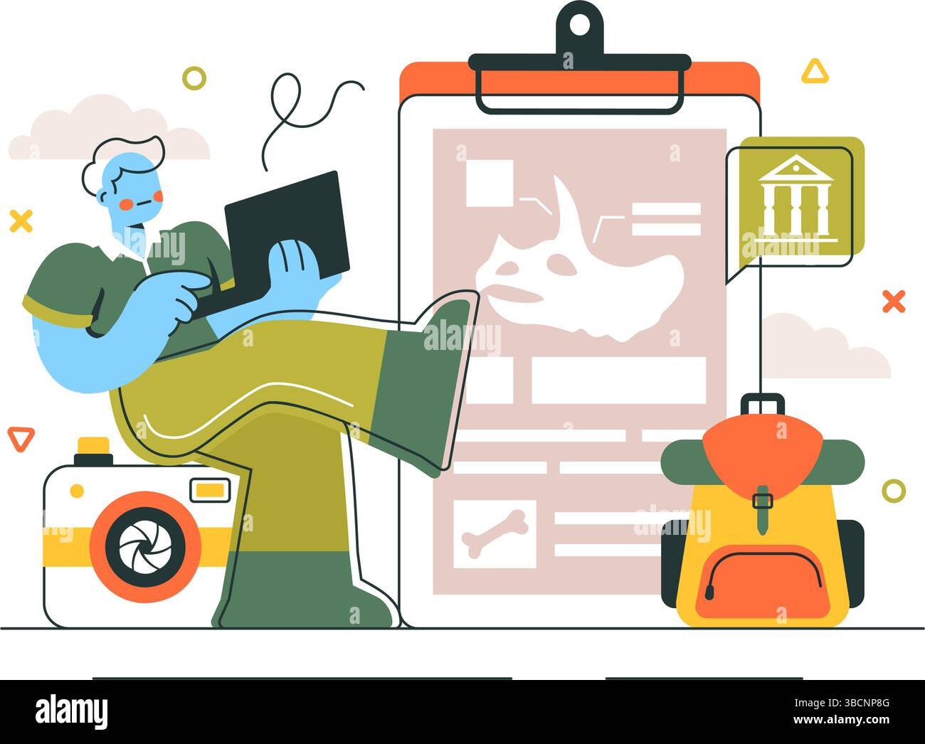 Archaeology Vector Illustration featuring an Archaeological Excavation ...