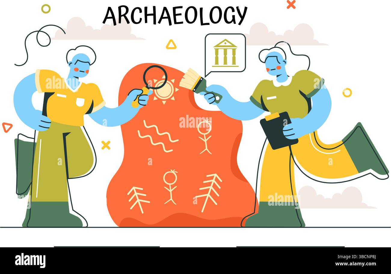 Archaeology Vector Illustration featuring an Archaeological Excavation ...