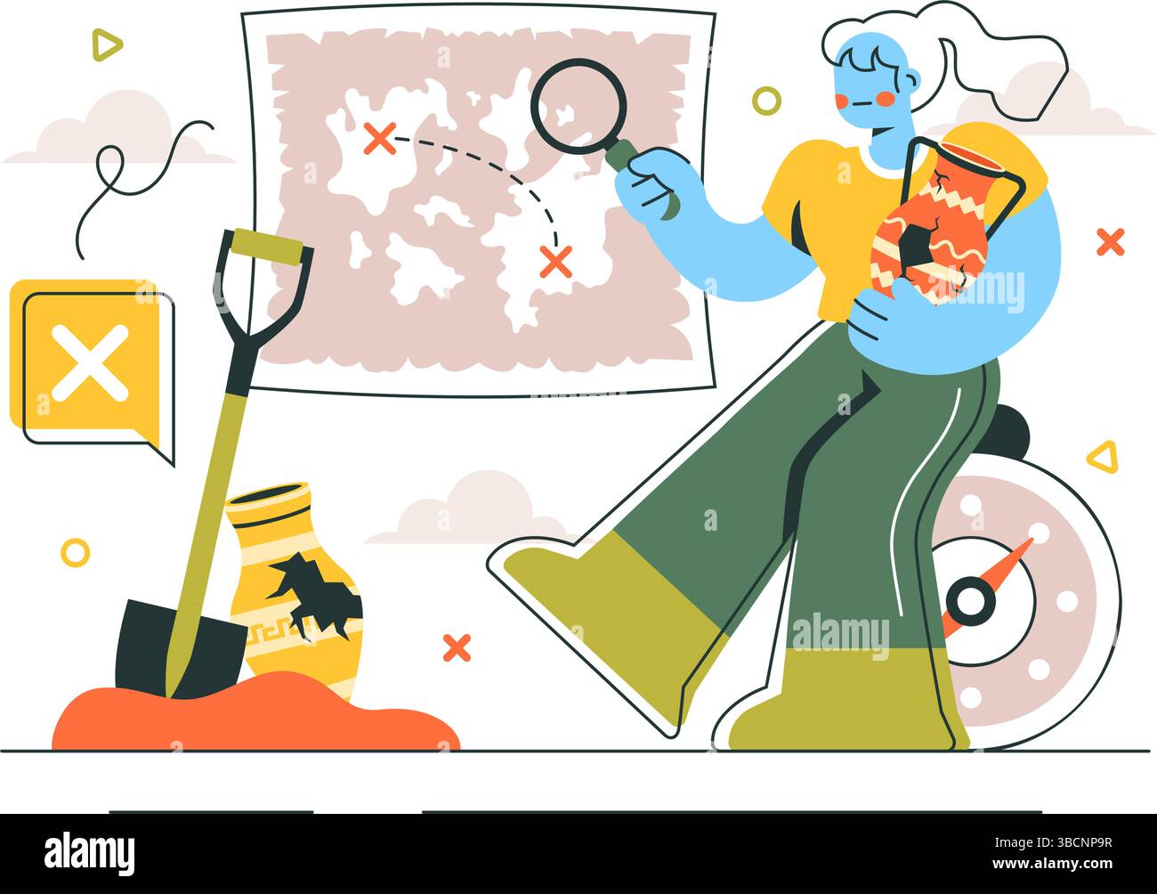 Archaeology Vector Illustration featuring an Archaeological Excavation ...