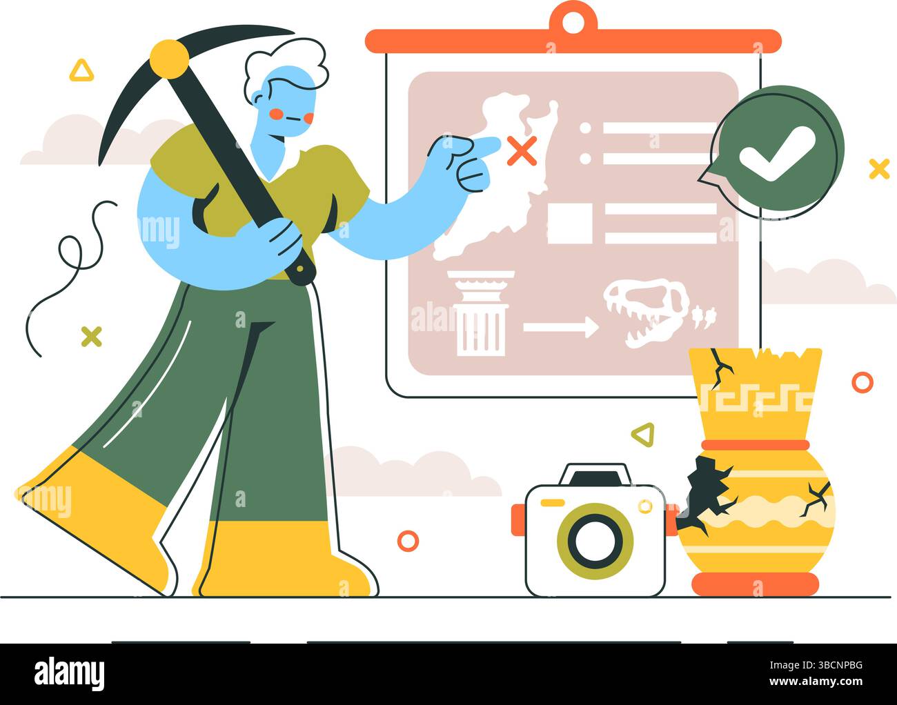 Archaeology Vector Illustration featuring an Archaeological Excavation ...