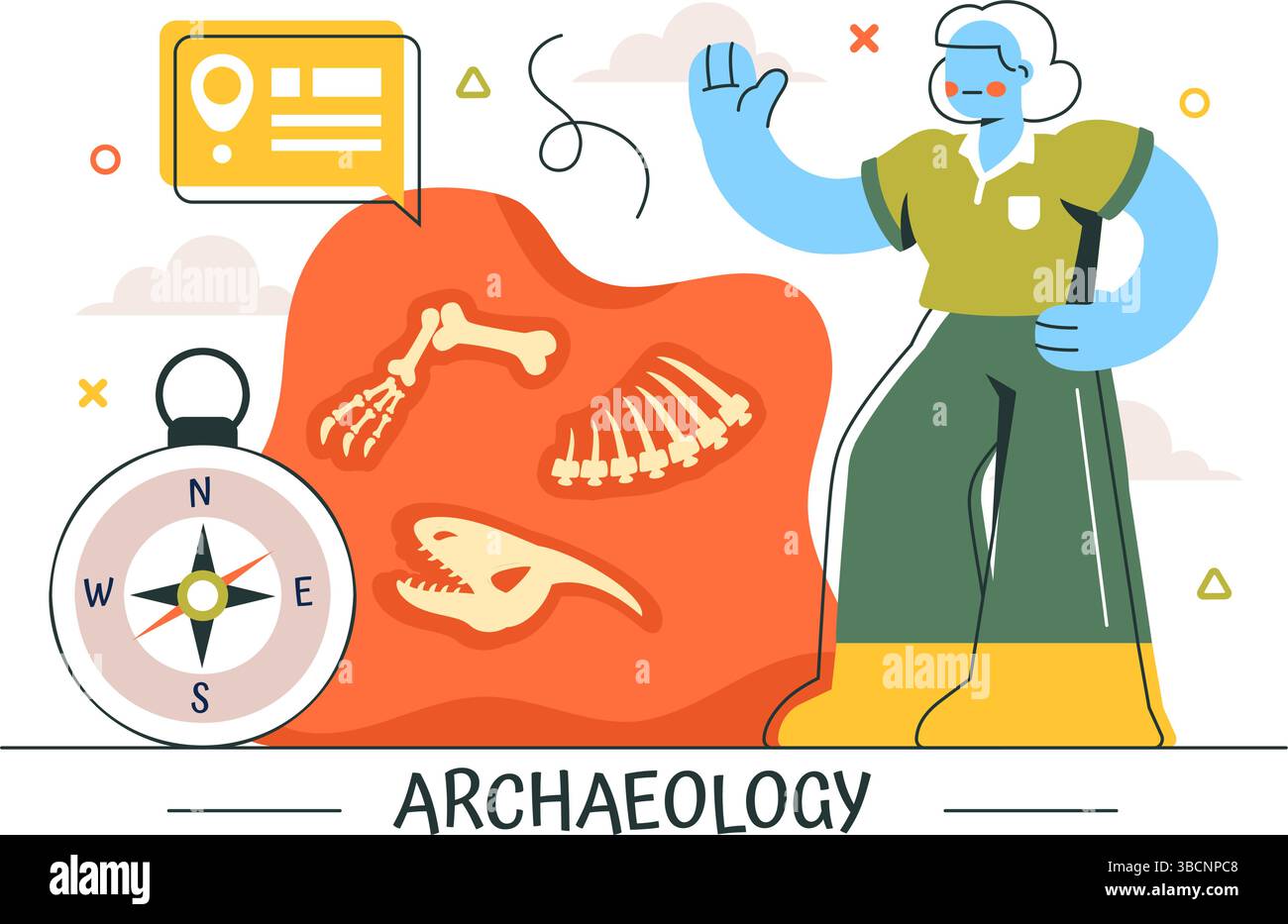 Archaeology Vector Illustration featuring an Archaeological Excavation ...