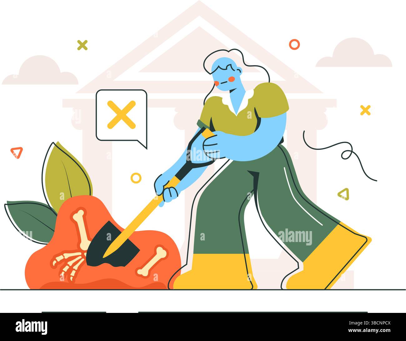 Archaeology Vector Illustration featuring an Archaeological Excavation ...
