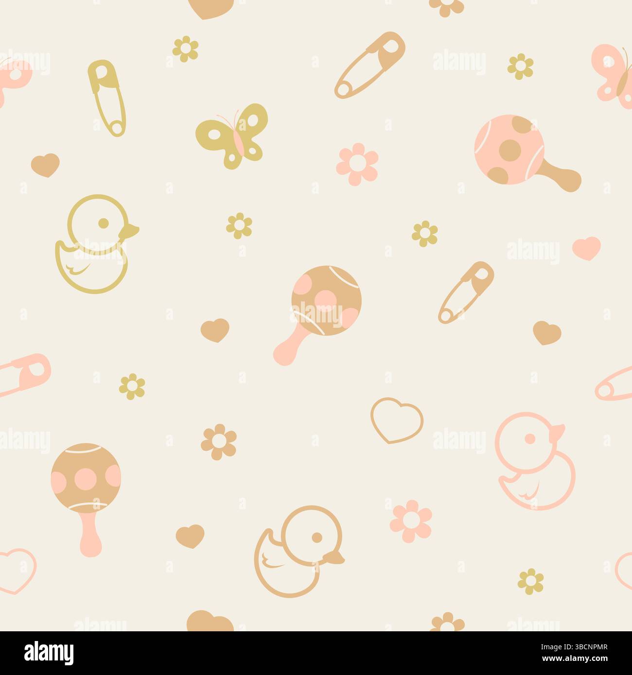 Cute style repeating pattern in beige neutral pastel colors. Baby ...