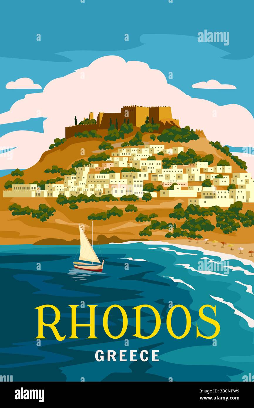 Lindos castle Stock Vector Images - Alamy