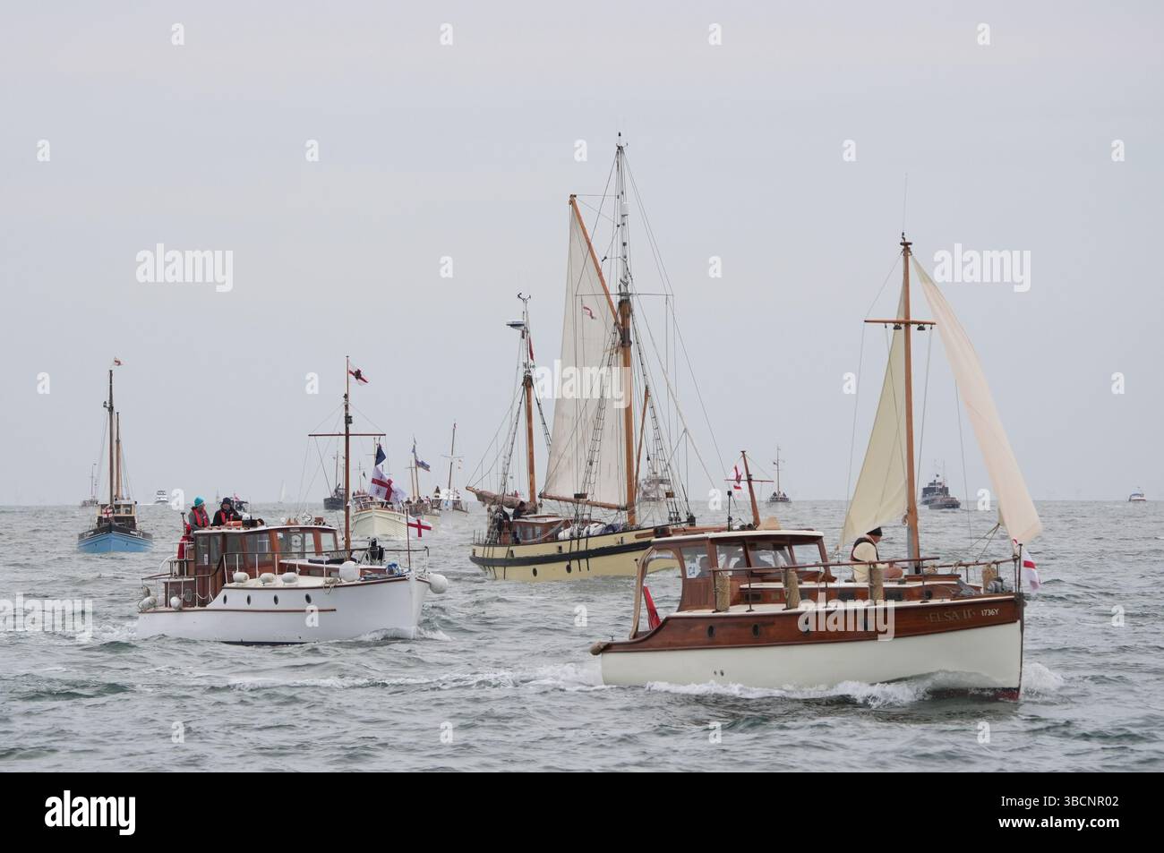 A flotilla of Little Ships in the English Channel after they sailed out ...