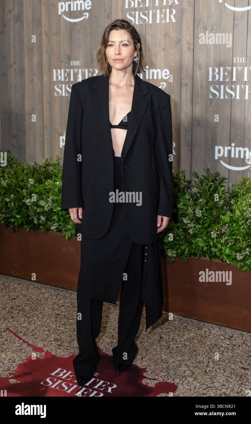 New York, NY, May 20, 2025: Jessica Biel wearing dress by Michael Kors ...