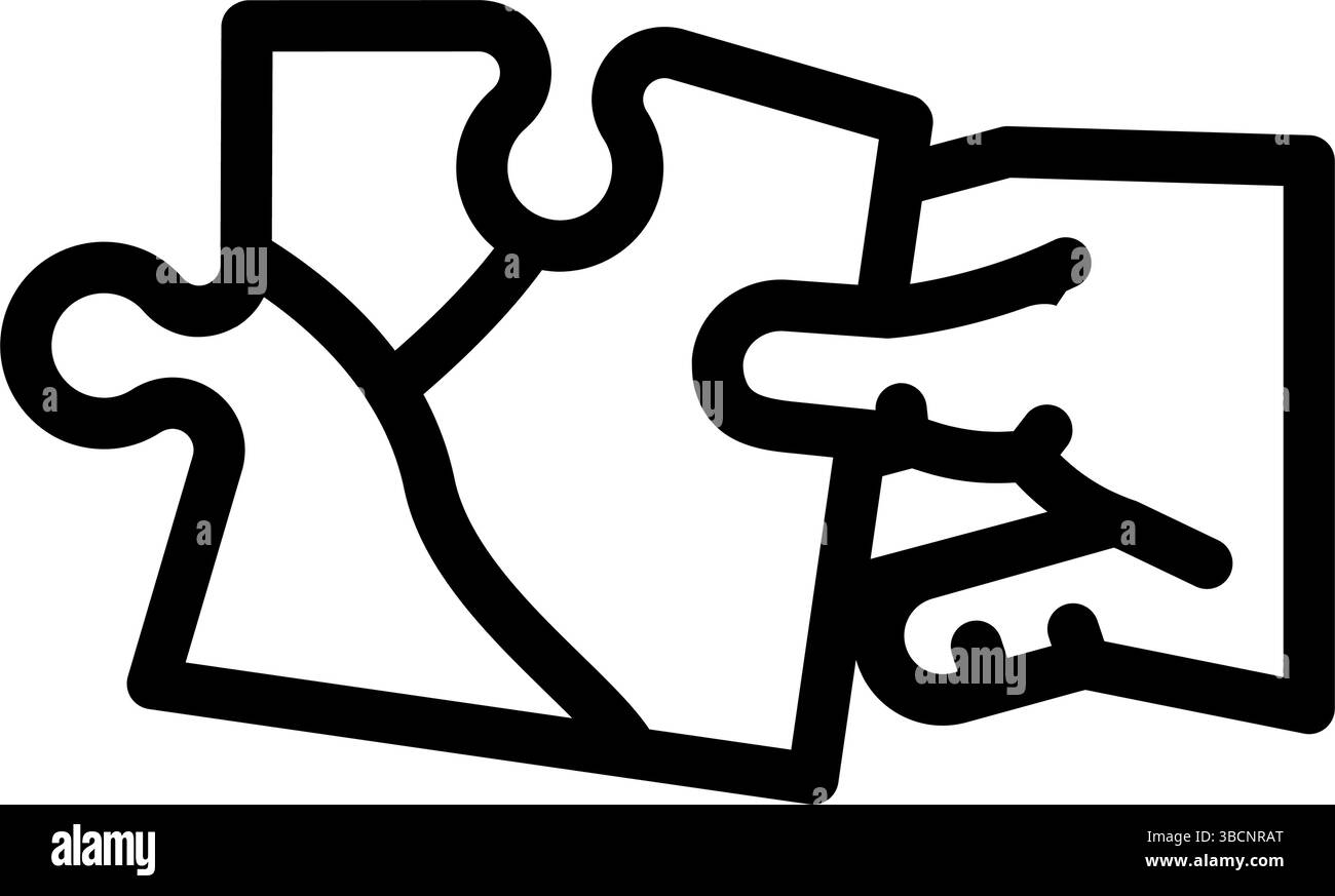 jigsaw puzzle hand line icon vector illustration Stock Vector Image ...