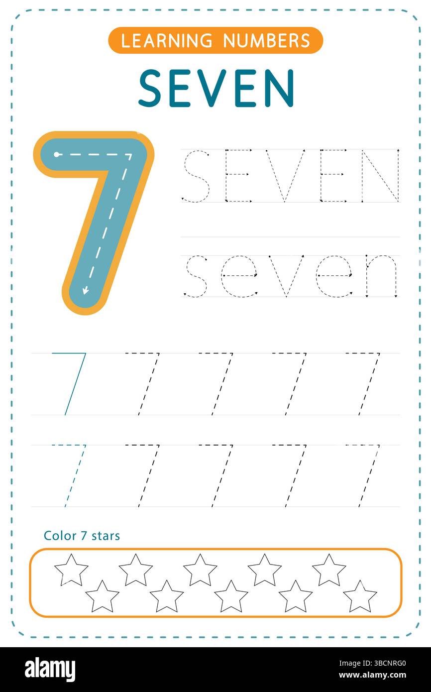 Number seven tracing. Preschool worksheets. Writing practice for kids ...