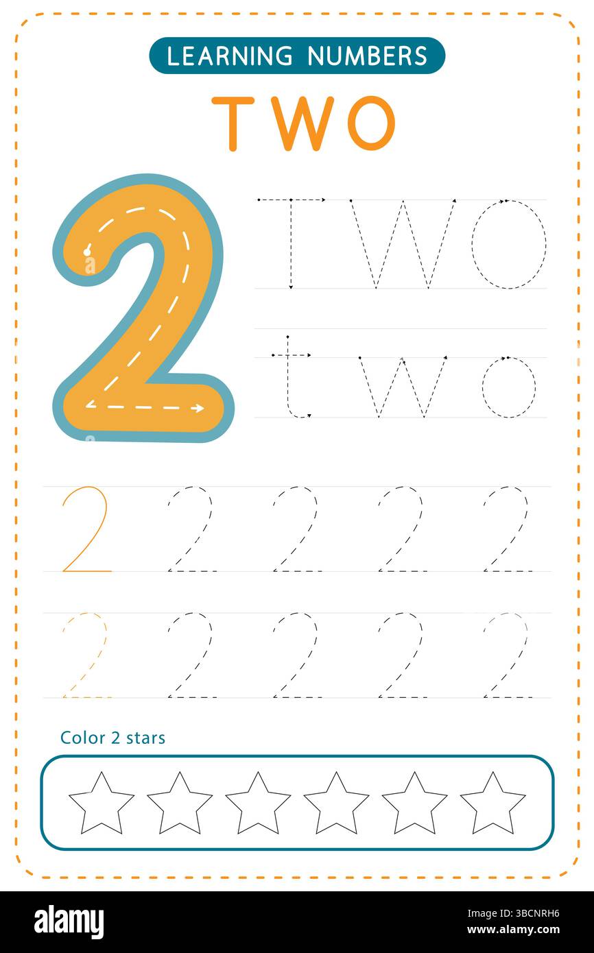 Number two tracing. Preschool worksheets. Writing practice for kids ...