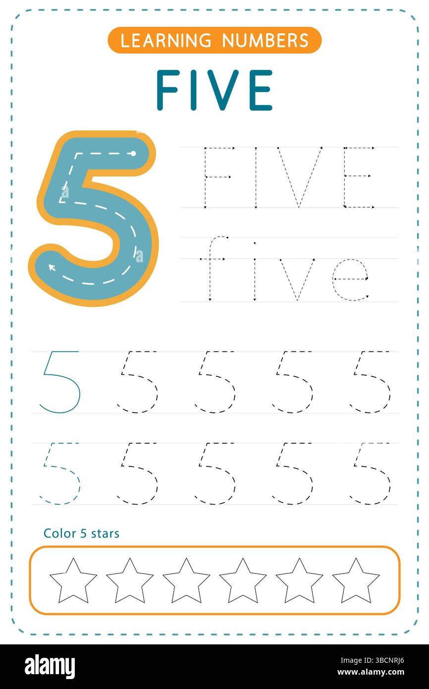 Learning numbers printable worksheets hi-res stock photography and ...