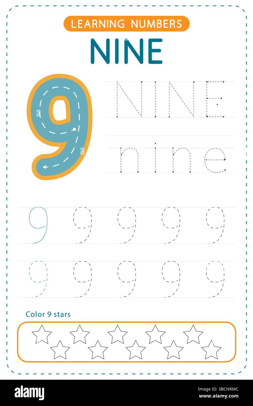 Learning numbers printable worksheets hi-res stock photography and ...