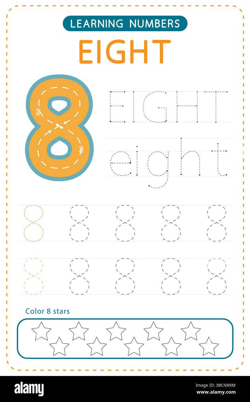 Number 8 worksheet hi-res stock photography and images - Alamy