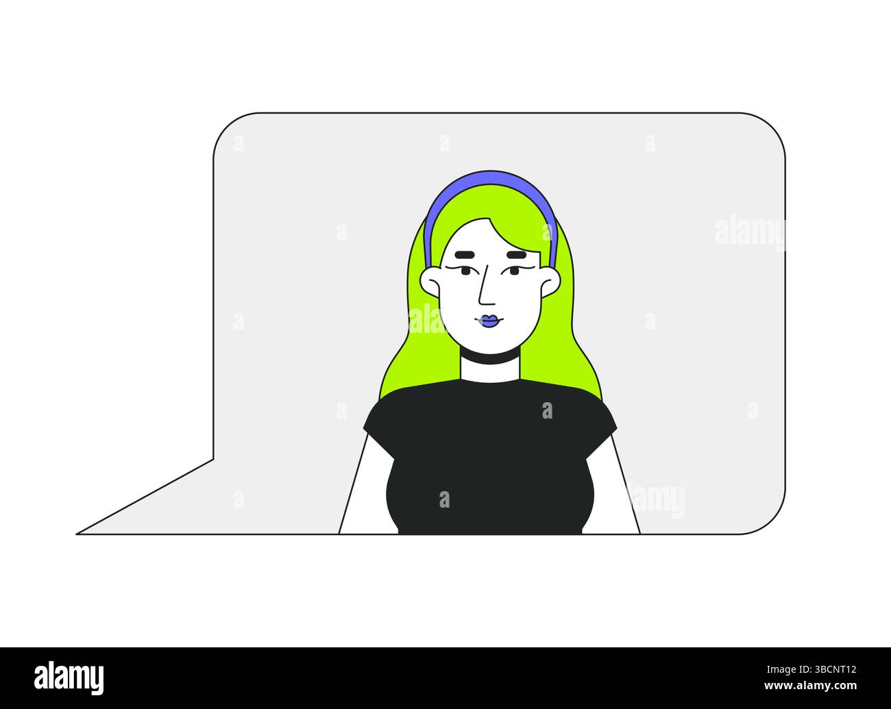 Caucasian female avatar inside chat bubble 2D cartoon character Stock ...