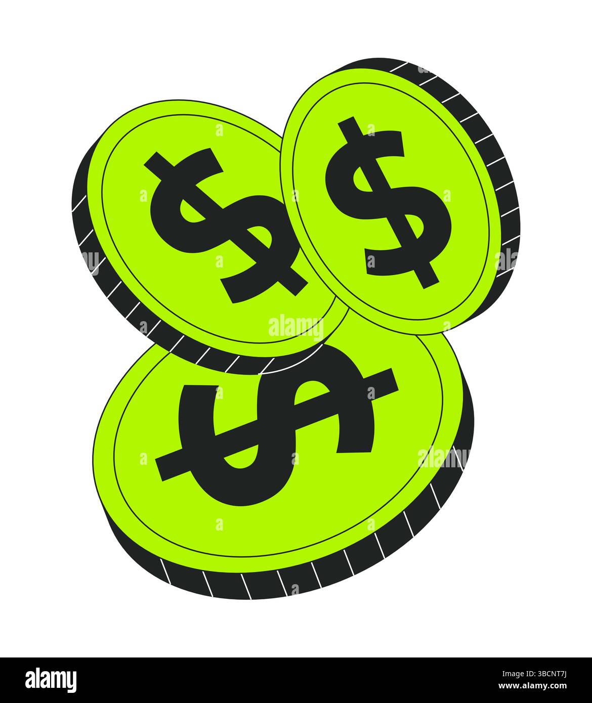 Dollar coins 2D cartoon object Stock Vector Image & Art - Alamy