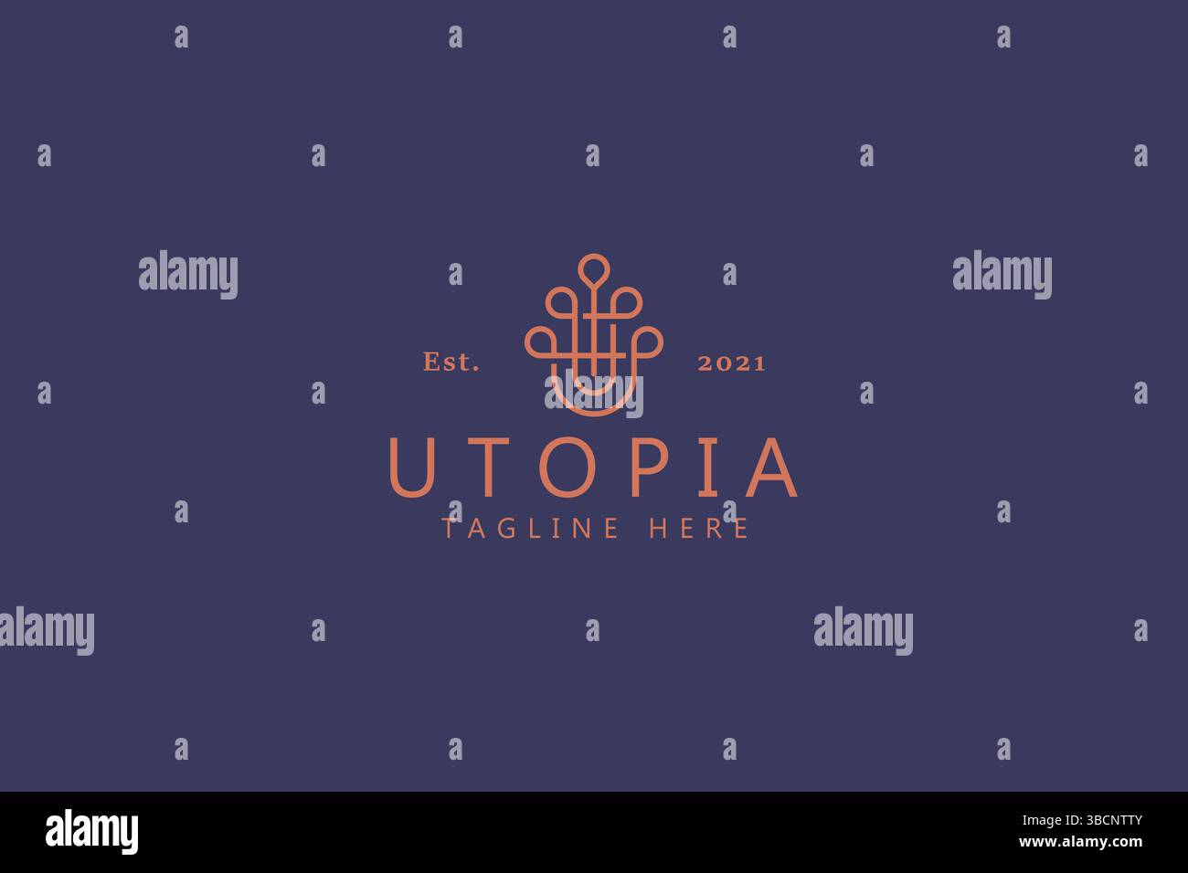 Abstract Simple Line Logo Concept. Utopia Initial Letter U Ornament ...