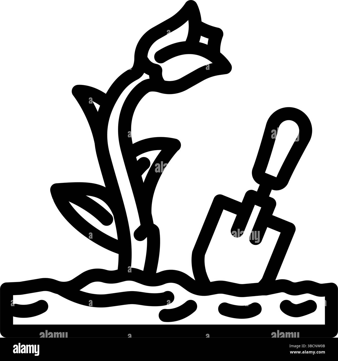 planting flowers spring line icon vector. planting flowers spring sign ...