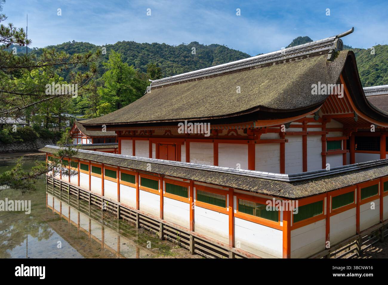 Traditional wooden buildings of Itsukushima shrine, a historic Shinto ...