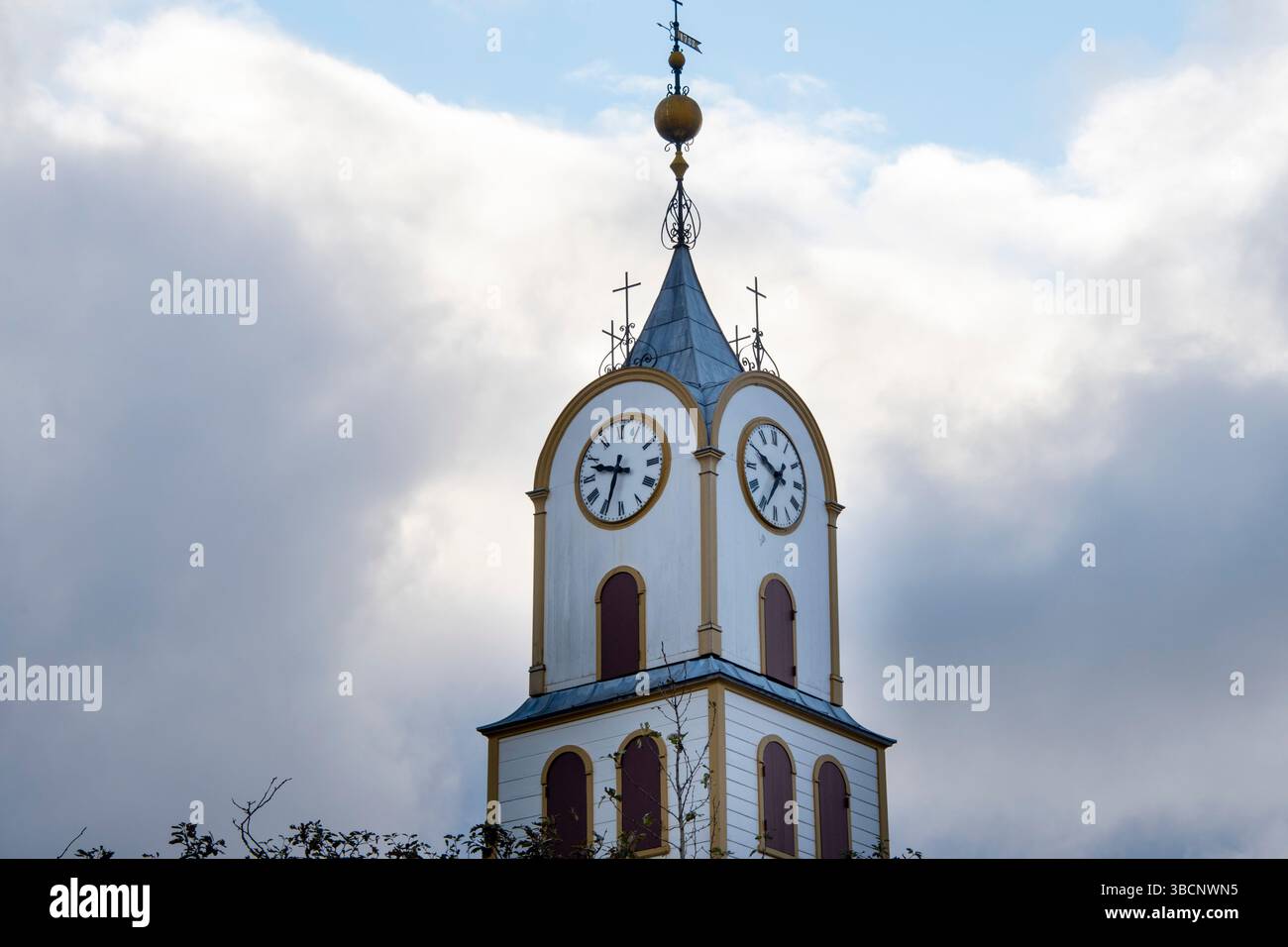 Torshavn Cathedral Clock Tower - Faroe Islands Stock Photo - Alamy