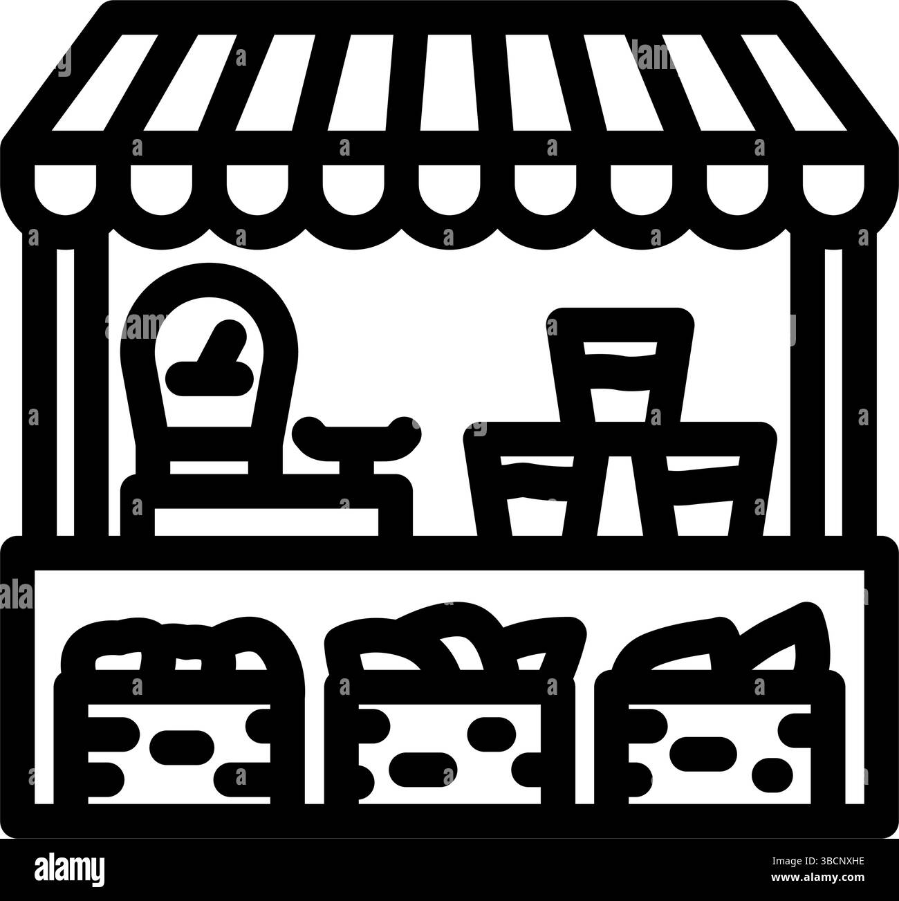 local market summer spend time line icon vector. local market summer ...