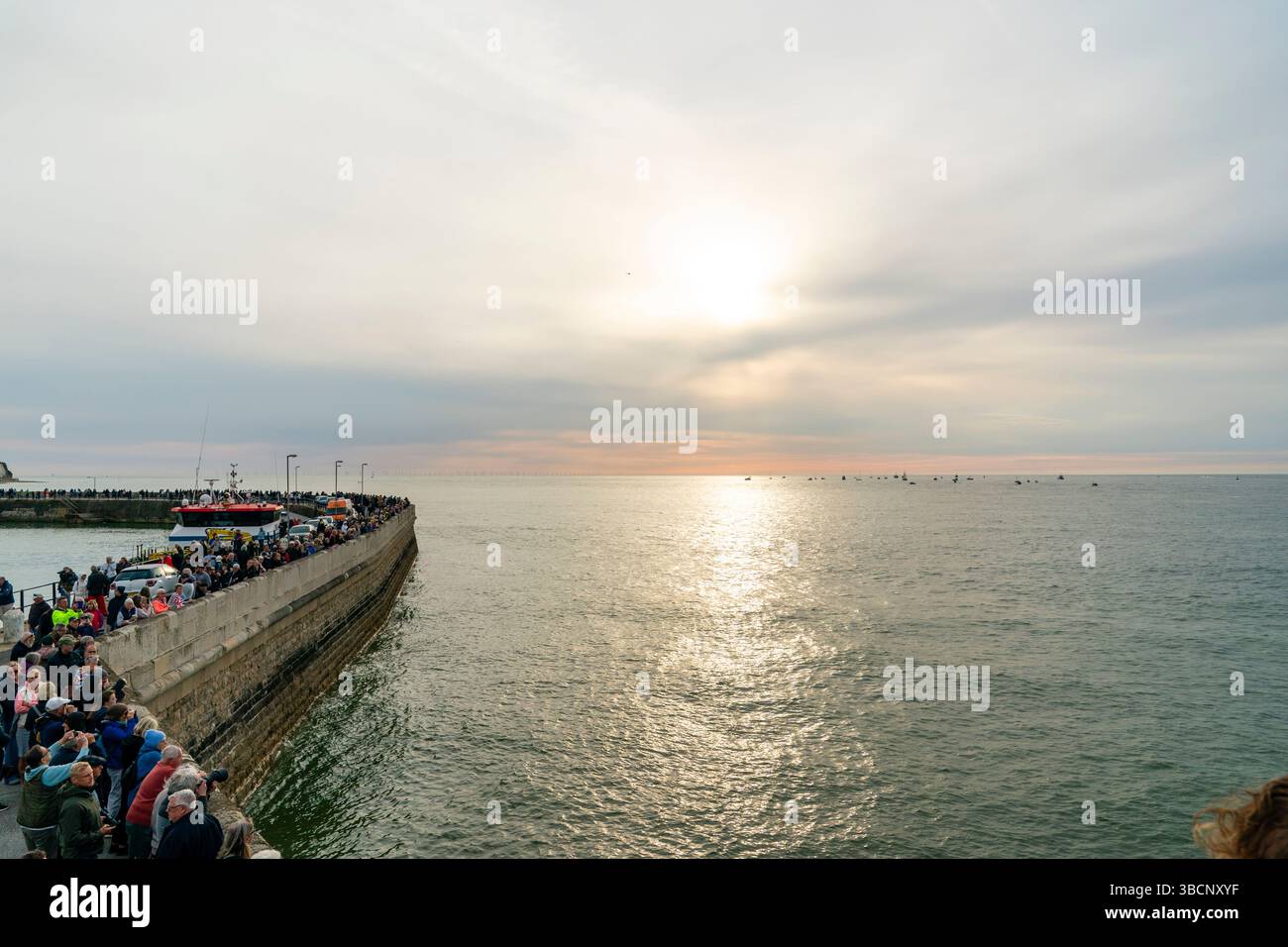 People on Ramsgate harbour wall watching the 'Little Ships' assemble ...