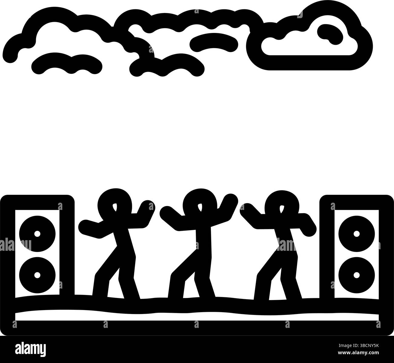 outdoor dance summer spend time line icon vector illustration Stock ...