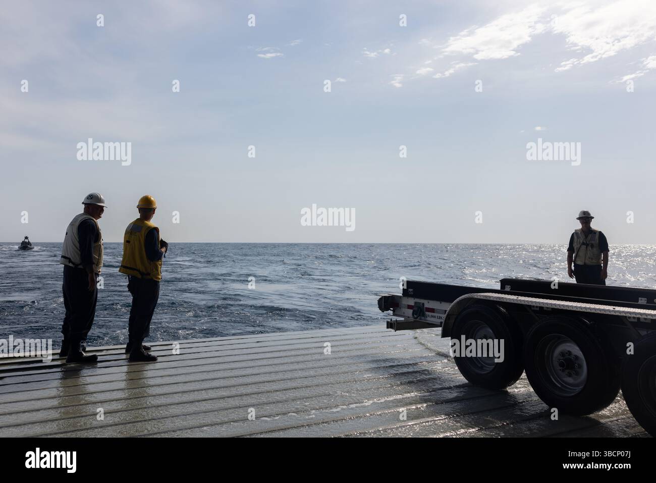 U.S. Navy Sailors with the San Antonio-class amphibious transport dock ...