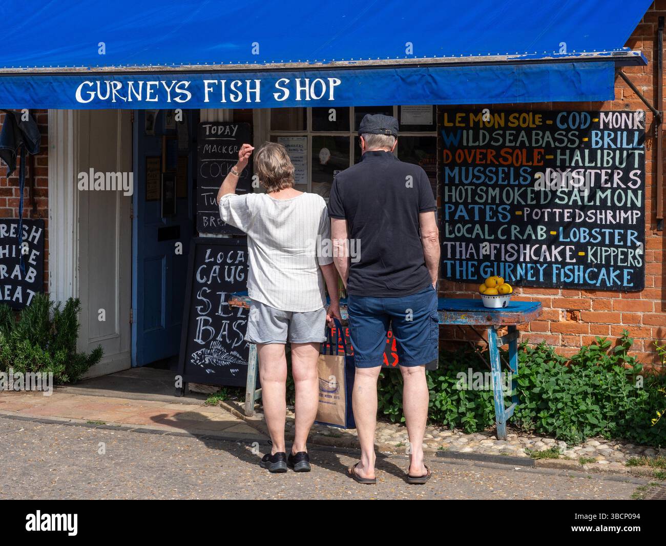 Exterior of Gurneys Fish shop in the popular village of Burnham Market ...